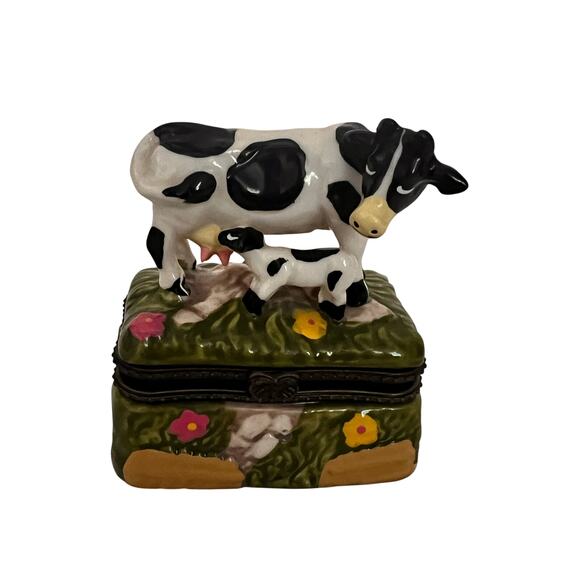 No brand | Accents | Mini Cow With Calf Trinket Box Farm Animal Vintage ...